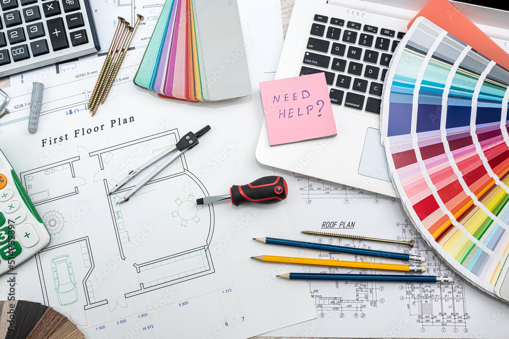 house room plans with color palette and tools to choose best paint for ...