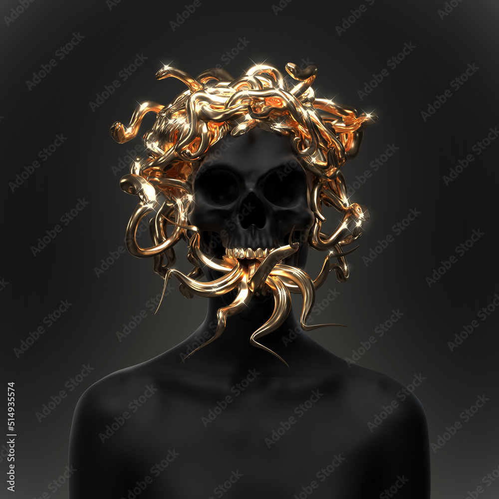 Abstract illustration from 3D rendering of black female with screaming ...