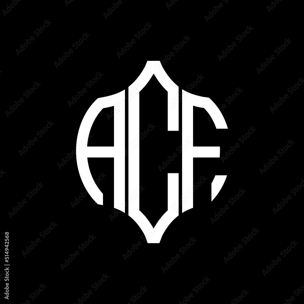 ACF letter logo. ACF best black background vector image. ACF Monogram ...