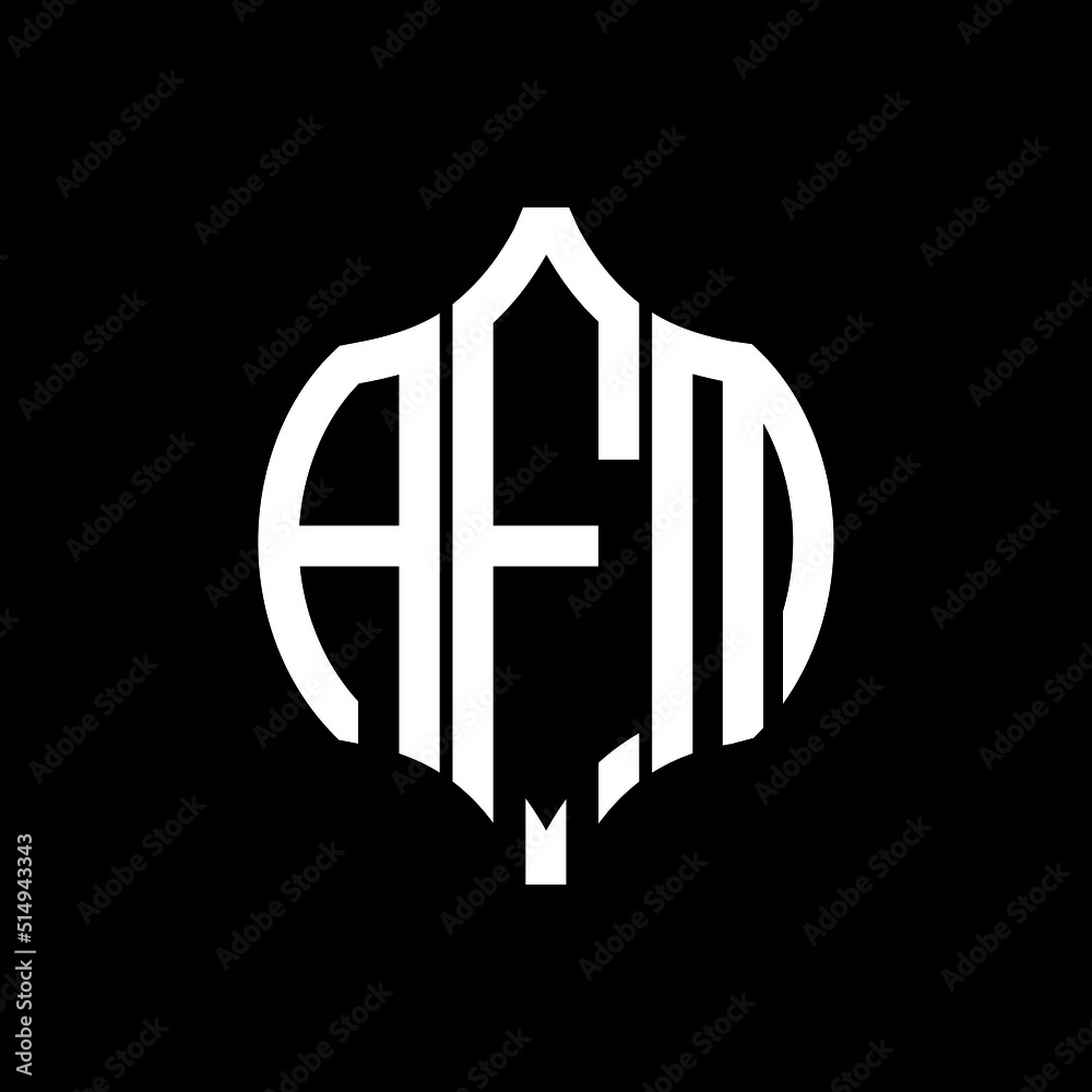 AFM letter logo. AFM best black background vector image. AFM Monogram ...