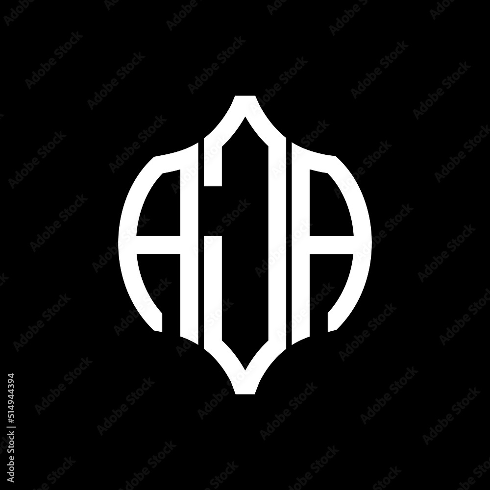 AJA letter logo. AJA best black background vector image. AJA Monogram ...