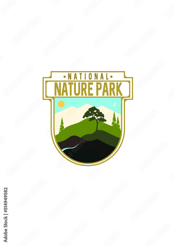 Logo and emblem of the nature national park, protected area endemic ...
