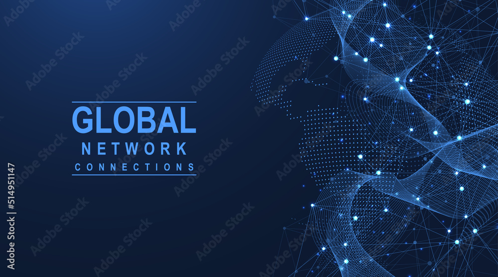 Global network connection concept. Big data visualization. Social ...