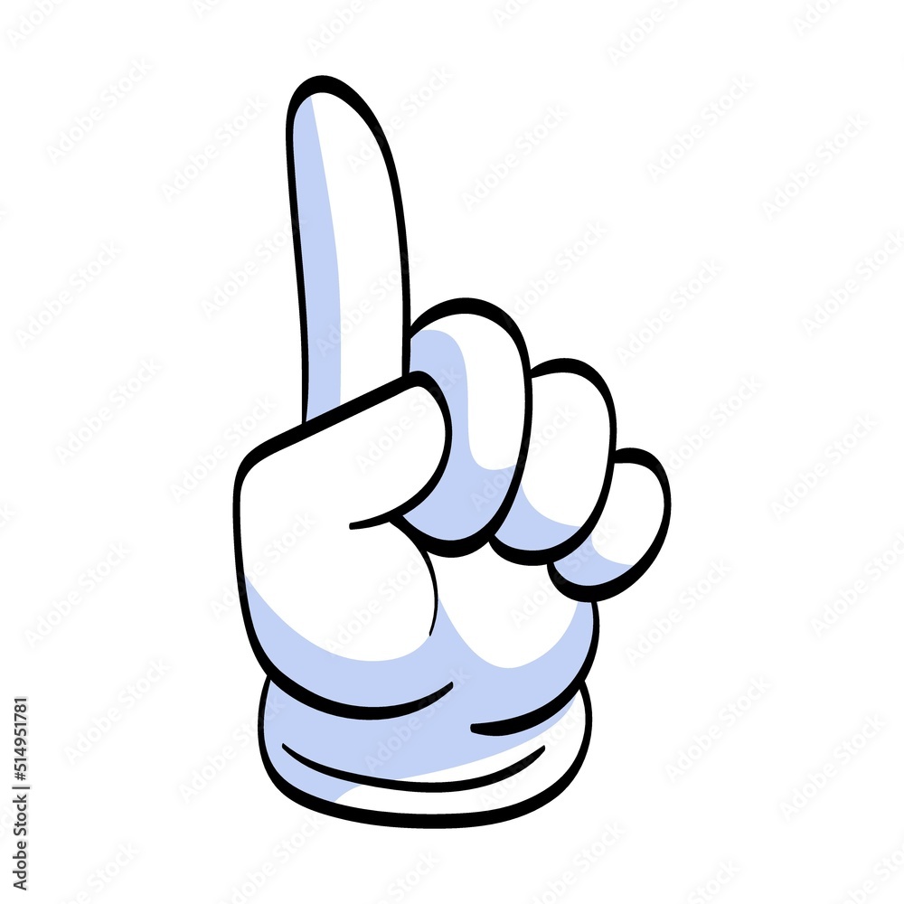 Human character hand pointing with finger showing up index finger ...