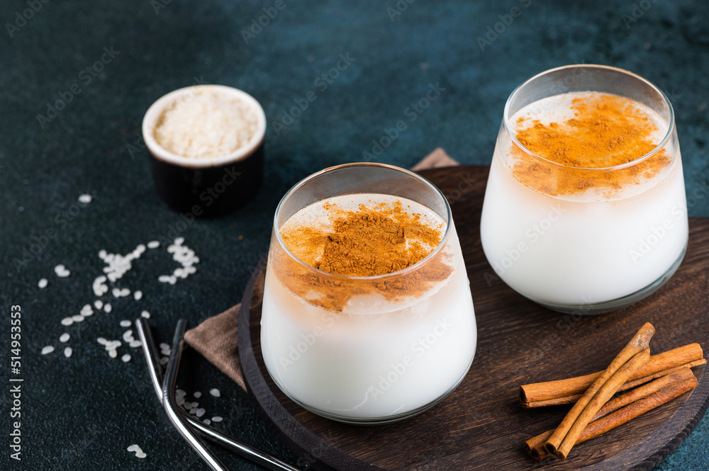 Delicious Horchata with cinnamon in the top. Rice water. Valencian ...