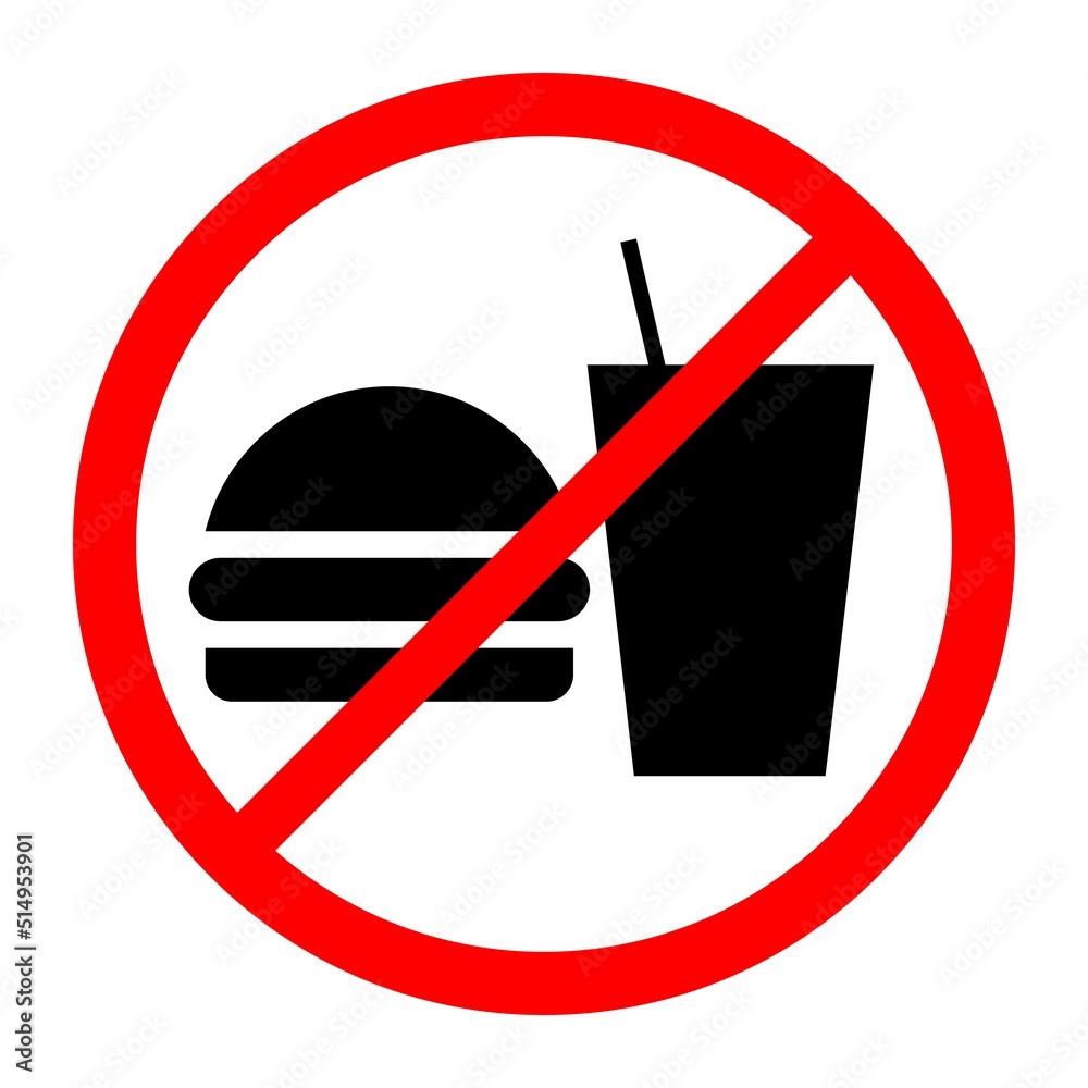 food consumption forbidden vector sign. warning sign Stock Vector ...