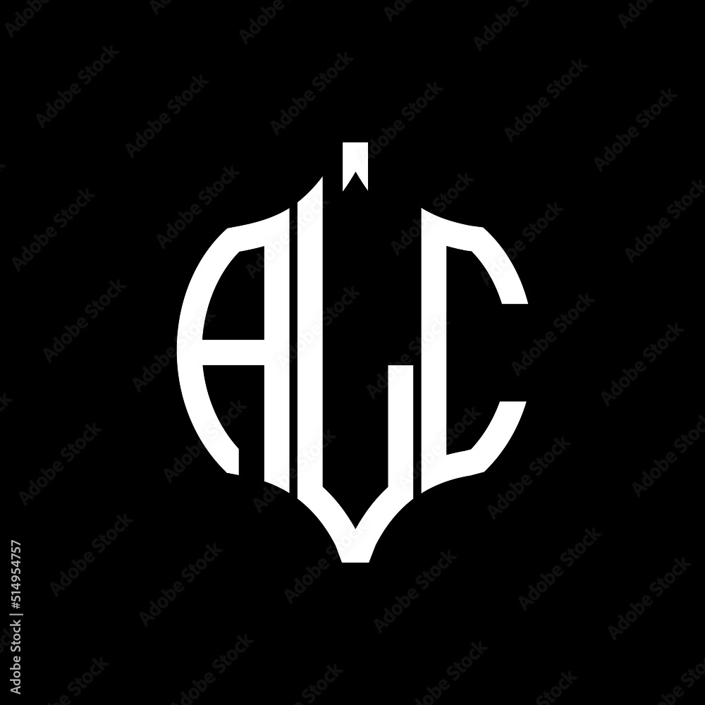 ALC letter logo. ALC best black background vector image. ALC Monogram ...