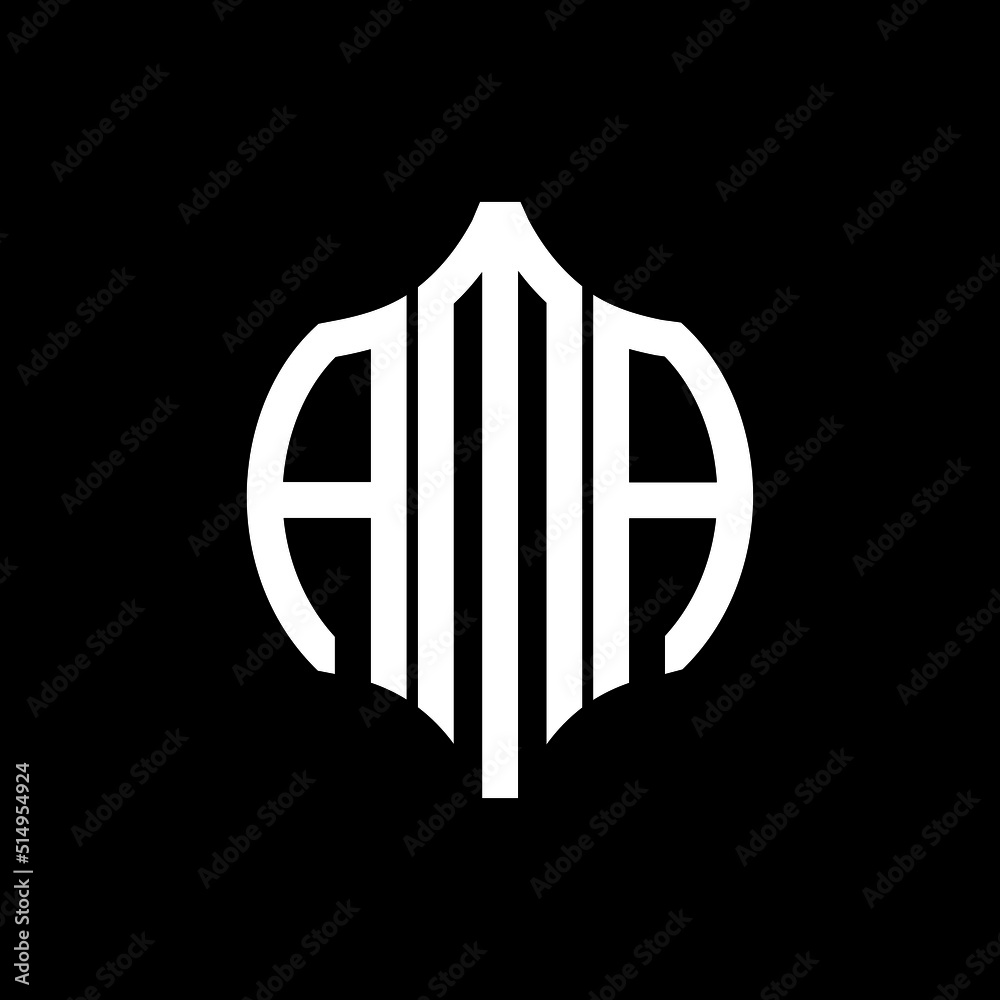 AMA letter logo. AMA best black background vector image. AMA Monogram ...