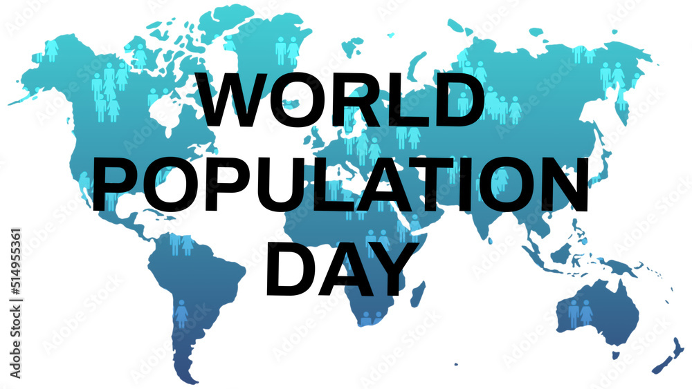 World population day word line on world map isolated on white ...