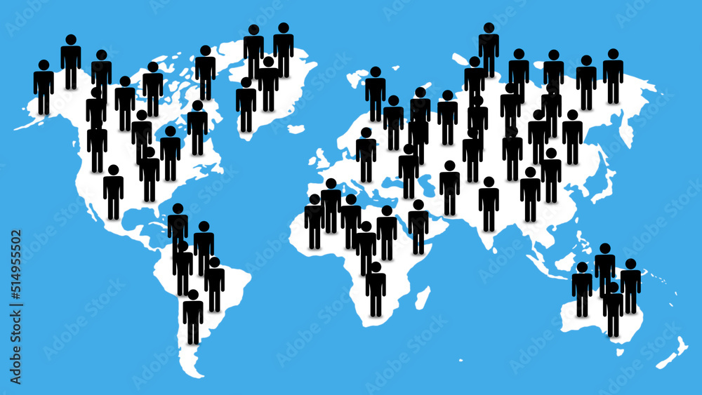Human icon Standing on world map. Concept for world population day and ...