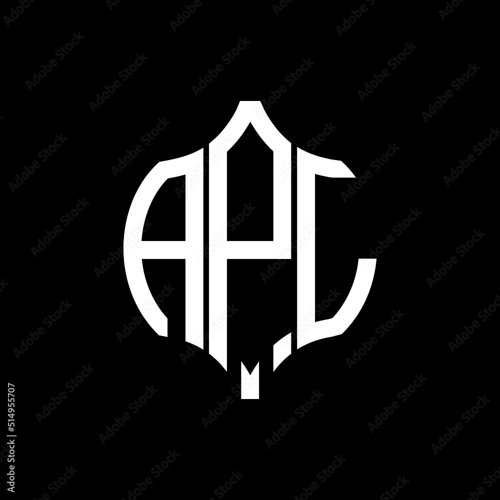 APL letter logo. APL best black background vector image. APL Monogram ...