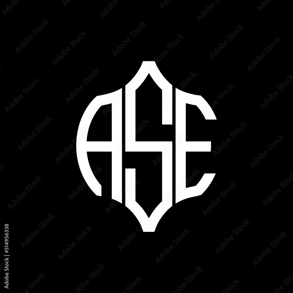 ASE letter logo. ASE best black ground vector image. ASE Monogram logo ...