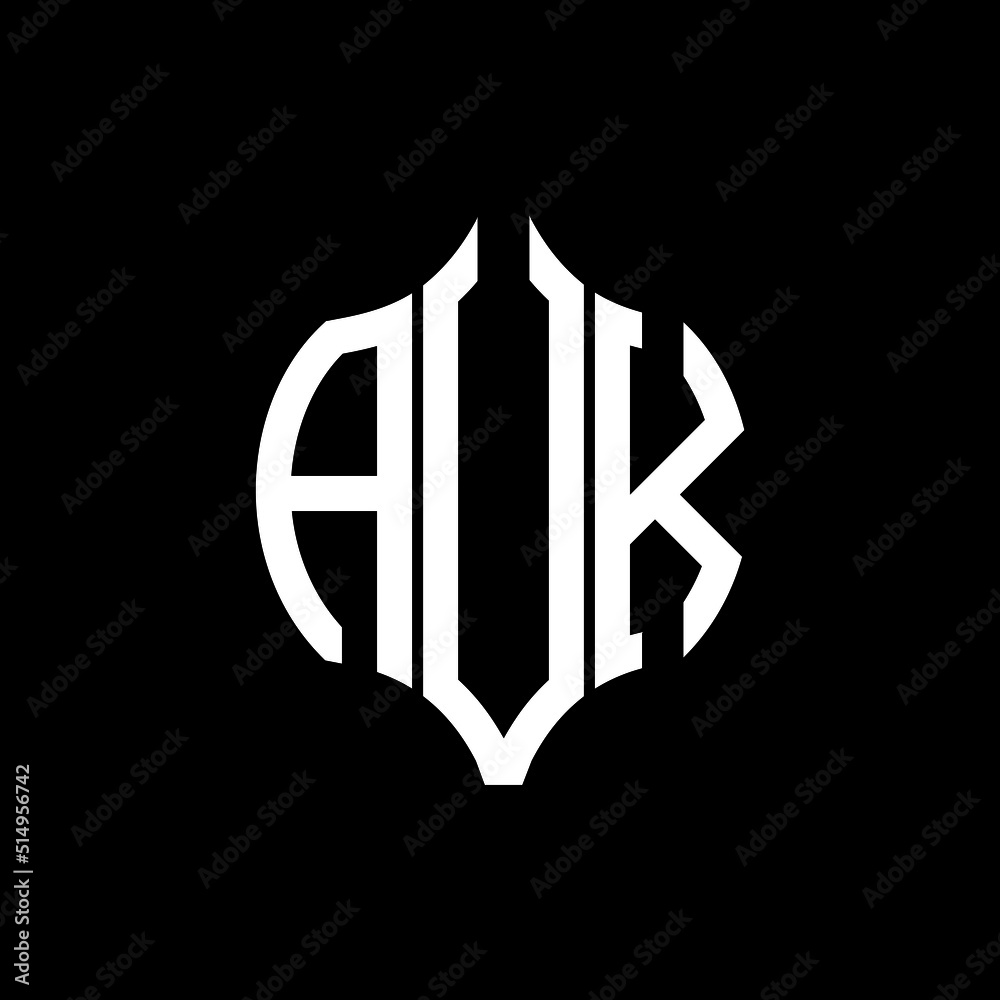 AVK letter logo. AVK best black ground vector image. AVK Monogram logo ...