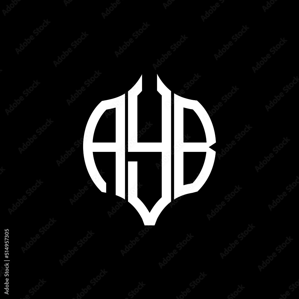 AYB letter logo. AYB best black ground vector image. AYB Monogram logo ...