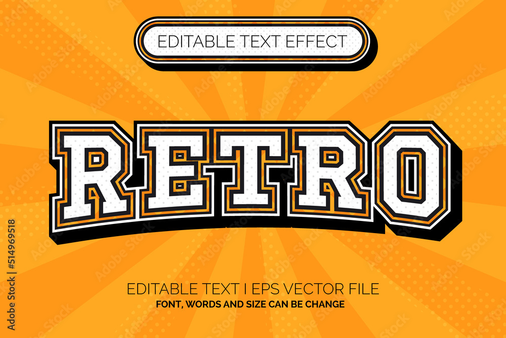 new retro text effect, editable vintage text style Stock Vector | Adobe ...