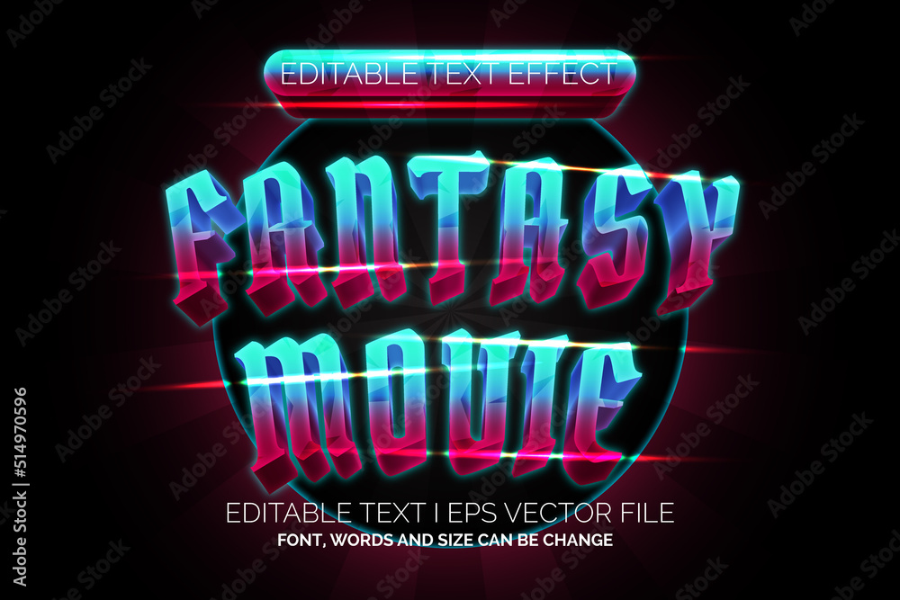 fantasy text effect, editable movie logo text style Stock Vector ...