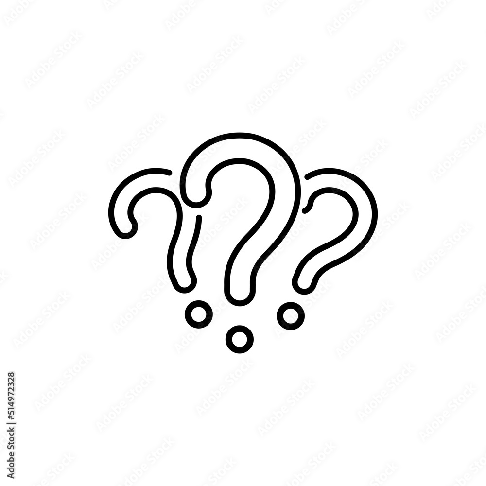 three question mark cartoon vector and illustration, black and white ...
