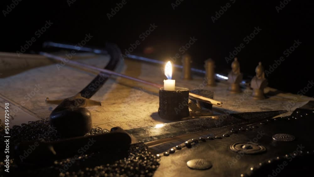 Candlelight battle map in ancient times. Making a battle plan by ...