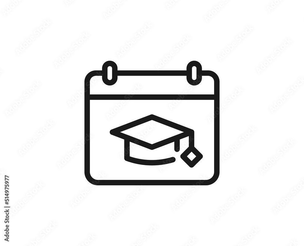 Calendar academic cap icon concept. Single premium editable stroke ...