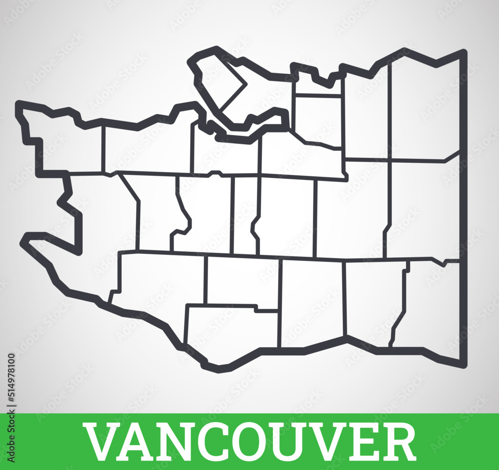 Simple outline map of Vancouver, Canada. Vector graphic illustration ...