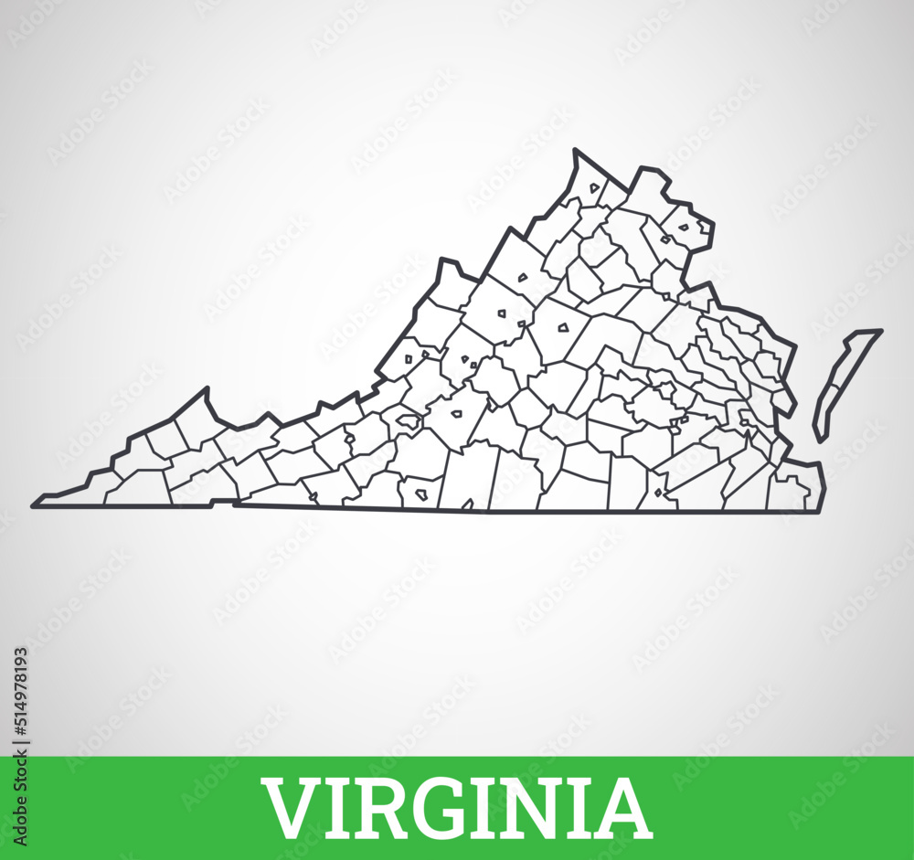Simple outline map of Virginia, America. Vector graphic illustration ...