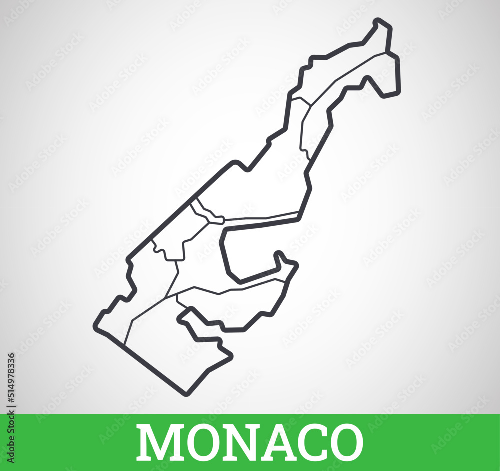 Simple outline map of Monaco with regions. Vector graphic illustration ...