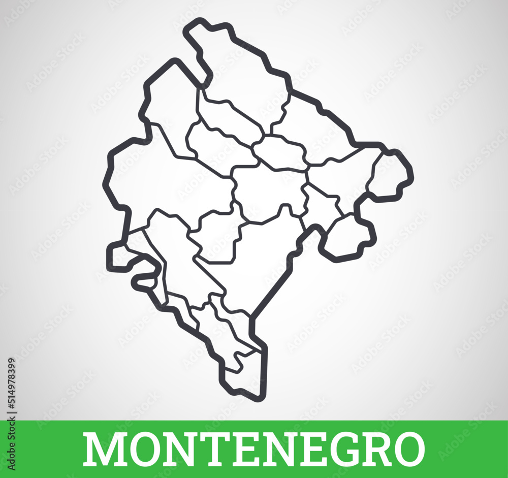 Simple outline map of Montenegro with regions. Vector graphic illustration. Stock Vector | Adobe ...