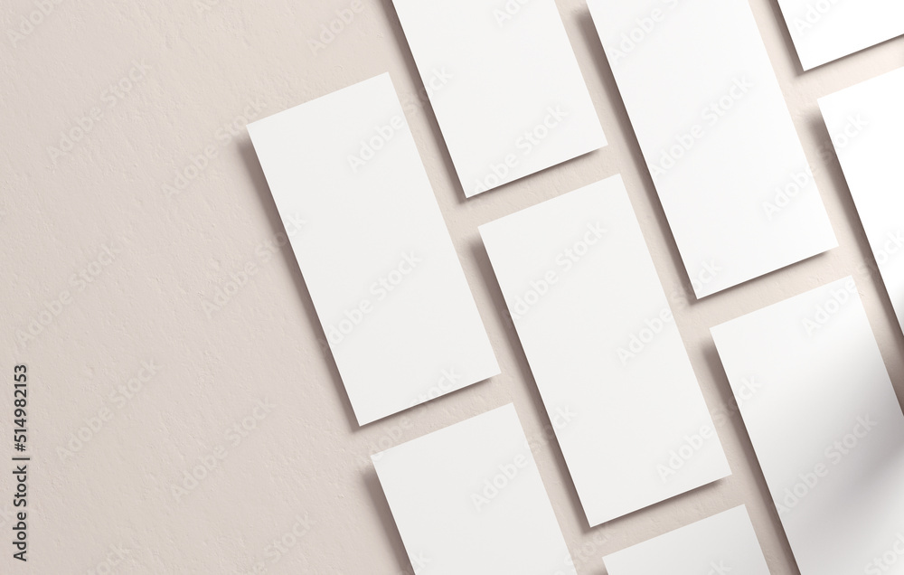 Multiple DL flyers mockup blank paper on a neutral background. White ...