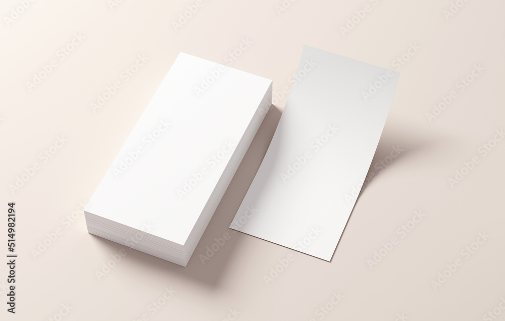 Stack of DL flyers mockup blank paper for design presentation. White ...
