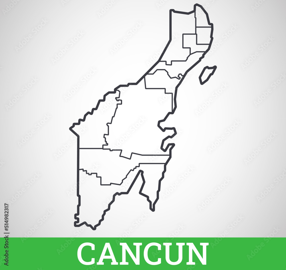 Simple outline map of Cancun, Quintana Roo, Mexico . Vector graphic ...