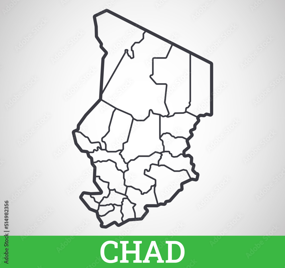 Poster Simple outline map of Chad. Vector graphic illustration. – Wall ...