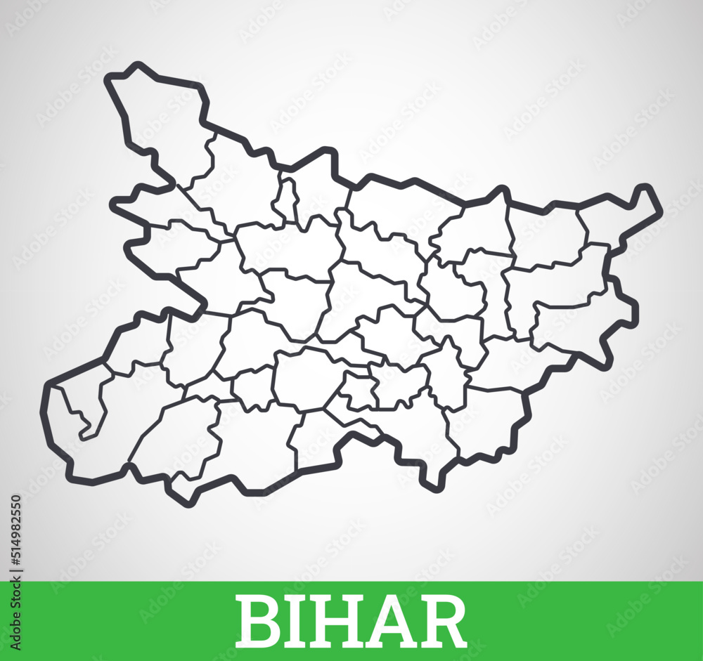 Simple outline map of Bihar, India. Vector graphic illustration. Stock ...