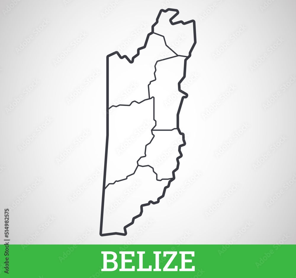 Simple outline map of Belize. Vector graphic illustration. Stock Vector ...