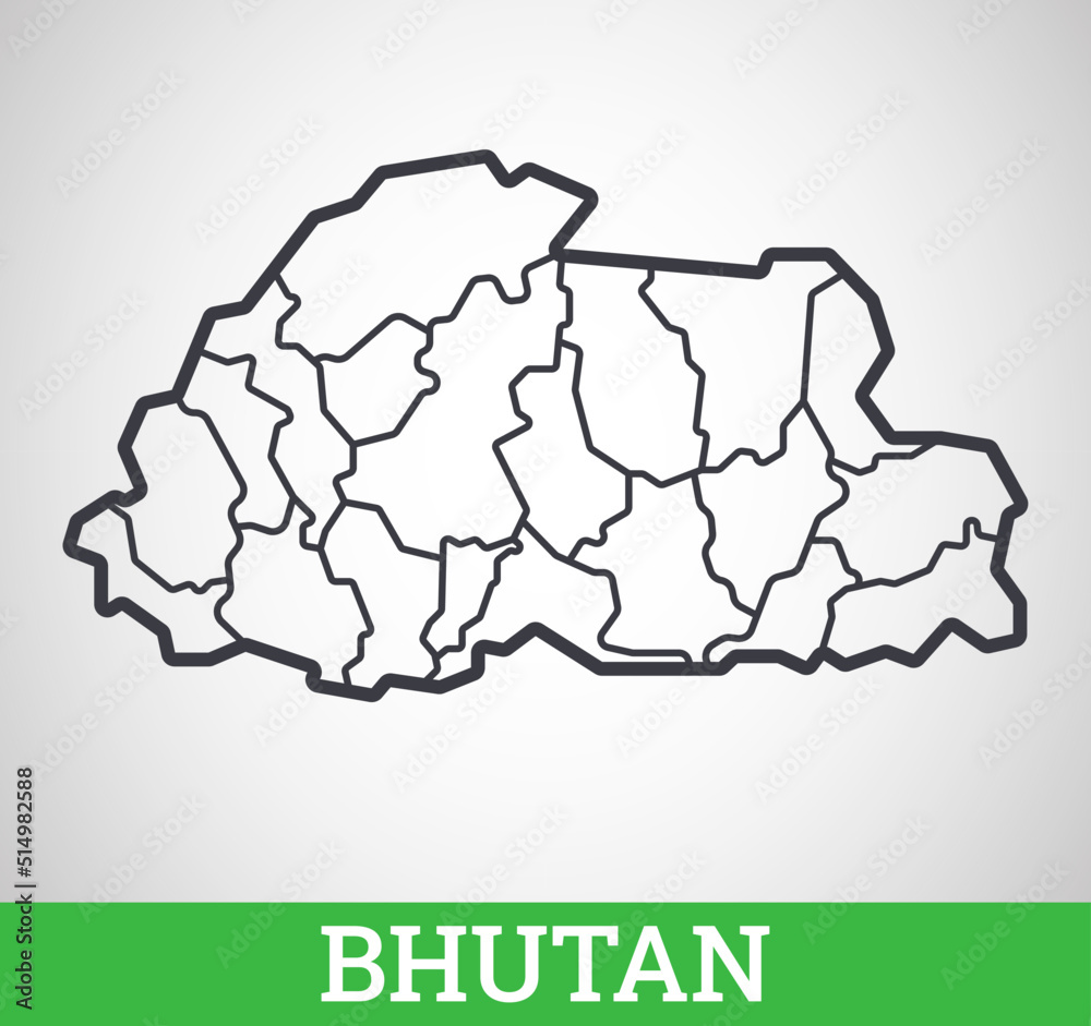 Simple outline map of Bhutan. Vector graphic illustration. Stock Vector ...