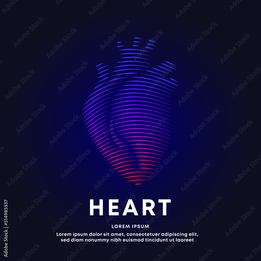Human heart medical structure. Vector logo heart care color silhouette ...
