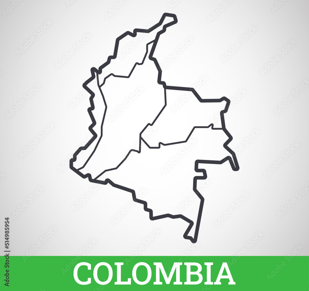 Simple outline map of Colombia with regions. Vector graphic ...