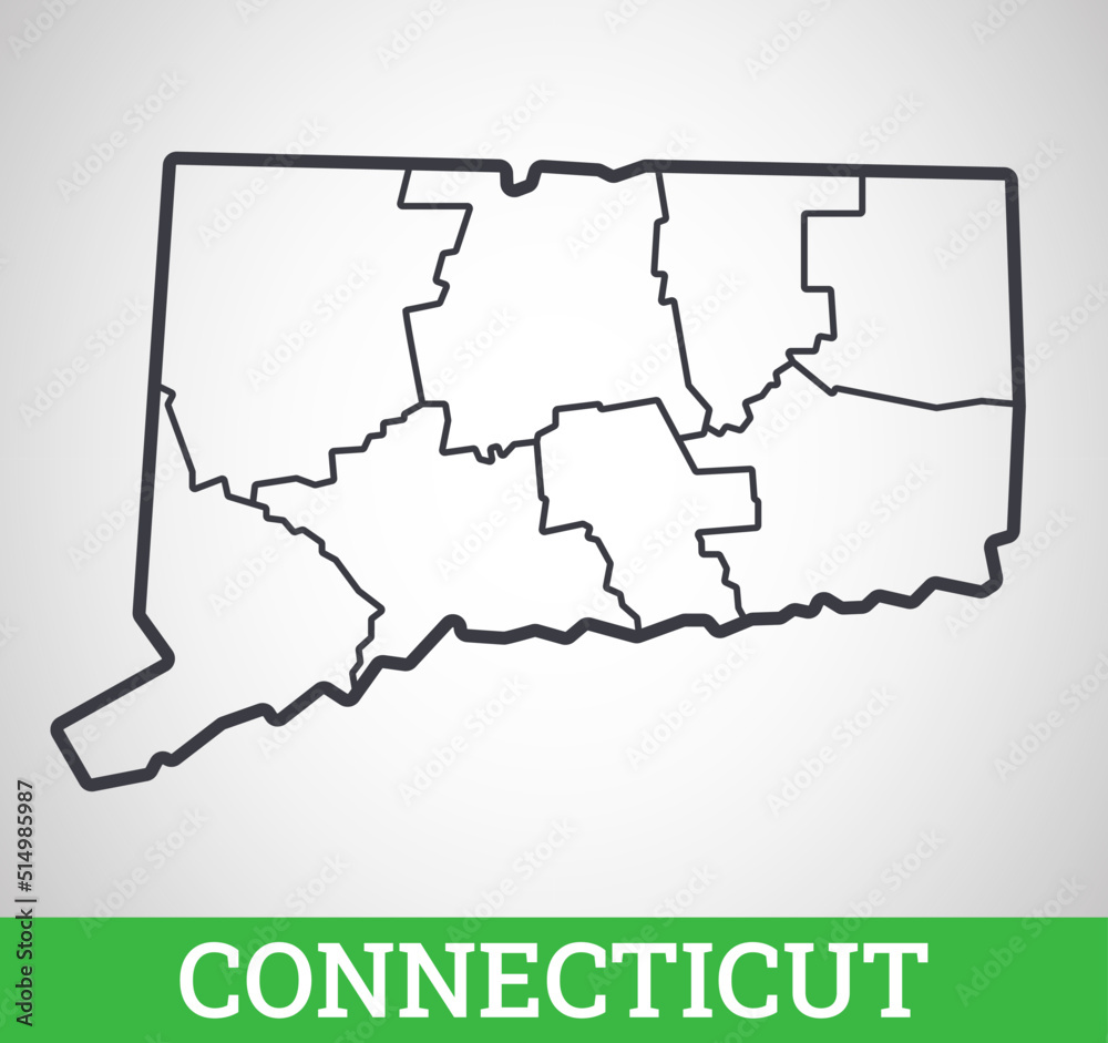 Simple outline map of Connecticut, America. Vector graphic illustration ...