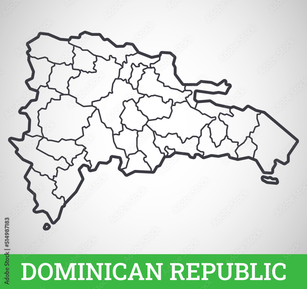 Simple outline map of Dominican Republic. Vector graphic illustration ...
