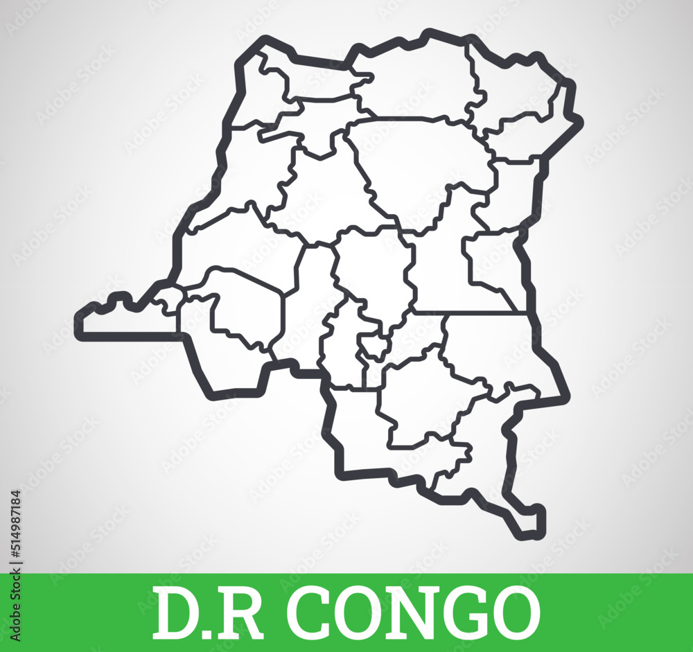 Simple outline map of Democratic Republic of the Congo . Vector graphic ...
