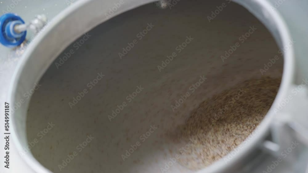 Grain Mixed With Water In Tank Equipment To Produce Ingredient For Ale ...