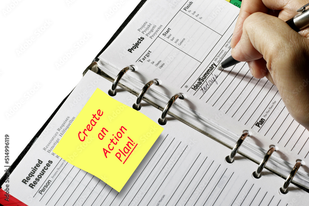 Action plan reminder with sticky note Stock Photo | Adobe Stock