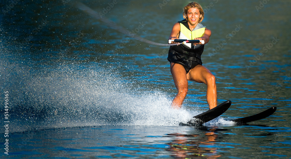 water skiing on a sea ภาพถ่ายสต็อก | Adobe Stock
