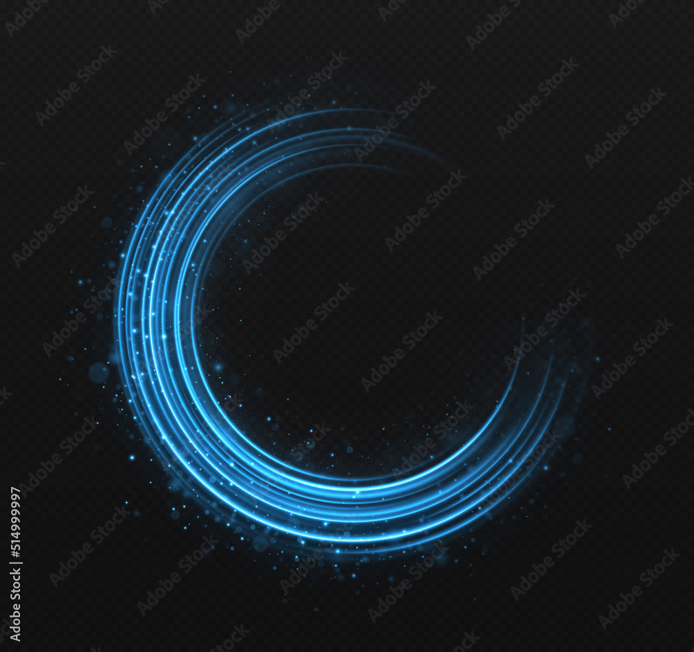 Magic spinning shiny ring. Shimmering circle ring with light effect ...