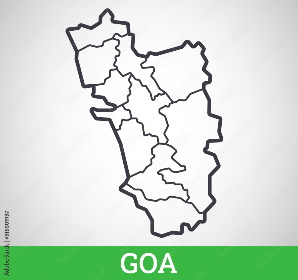 Simple outline map of Goa, India. Vector graphic illustration. Stock ...