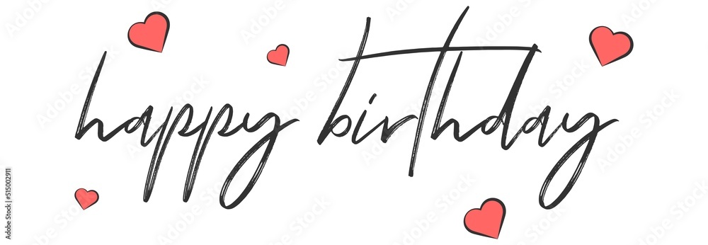 Happy Birthday Handwritten Text Lettering On White Background Stock