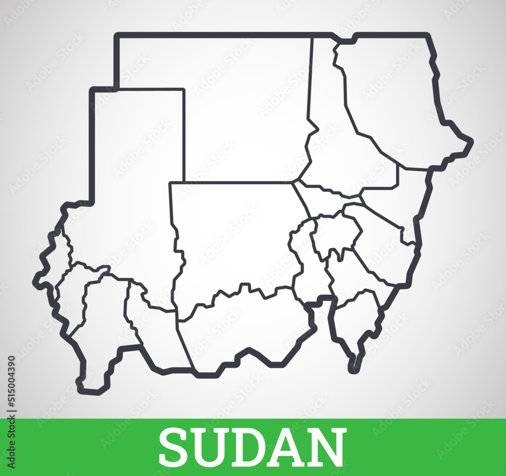 Simple outline map of Sudan. Vector graphic illustration. Stock Vector ...