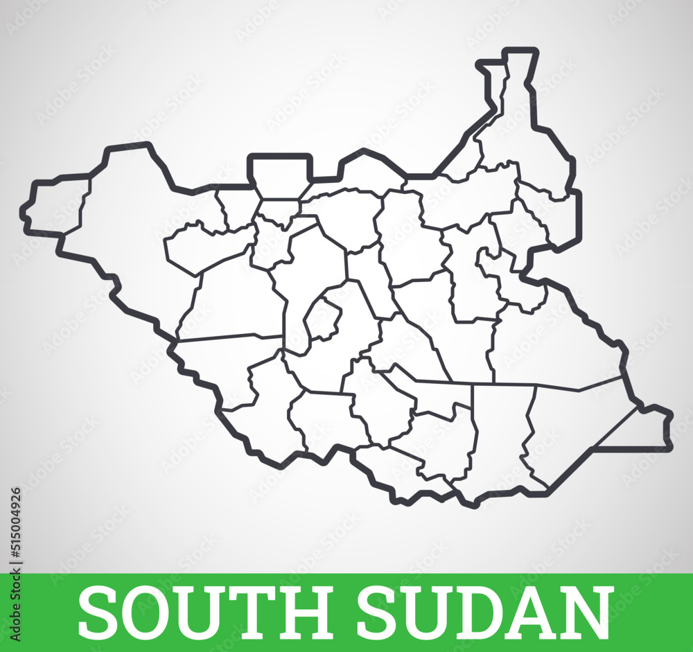 Simple outline map of South Sudan. Vector graphic illustration. Stock ...