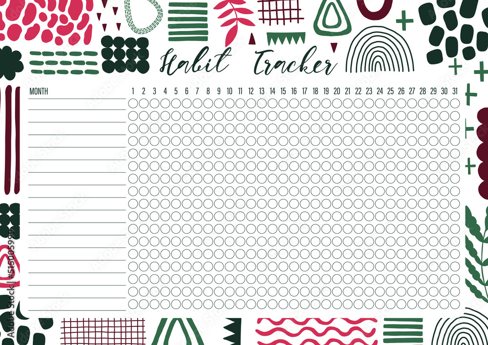Habit tracker template for monthly.Planner checklist ready to print ...