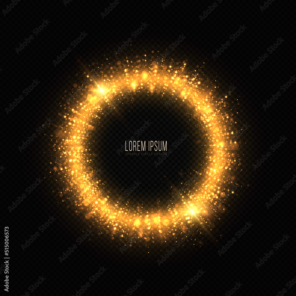 Glitter circle ring with glowing particles. Luxury shiny circle twinkle ...