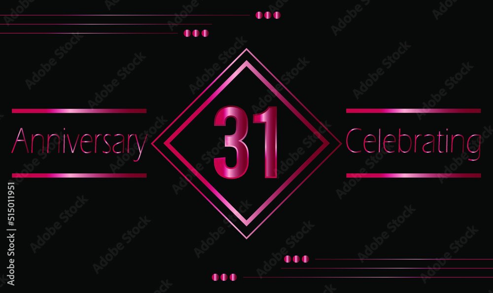 31 years anniversary celebration with ruby frame isolated on black ...